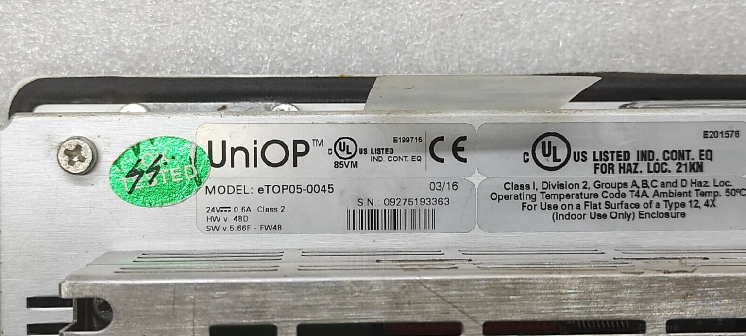 ETOP05-0045, HMI OPERATOR TERMINAL – Wartung Automation